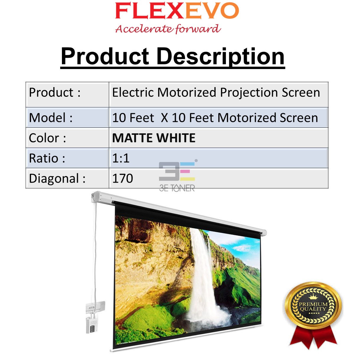 10X8 10 Feet x 8 Feet 4:3 150 Diagonal Electric Motorized Ceiling ...