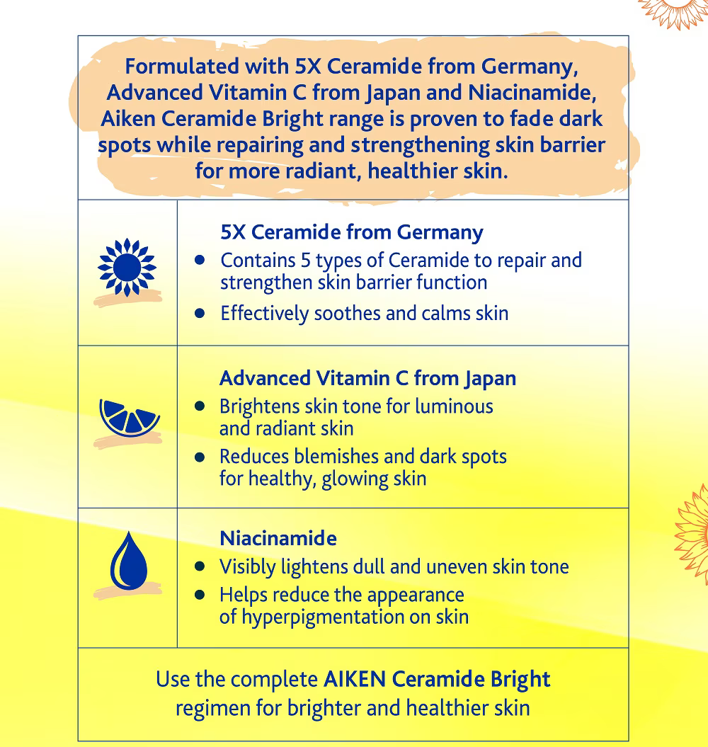 AIKEN Ceramide Bright Tone-Up Sunscreen SPF50+ PA++++ 25g | No White ...
