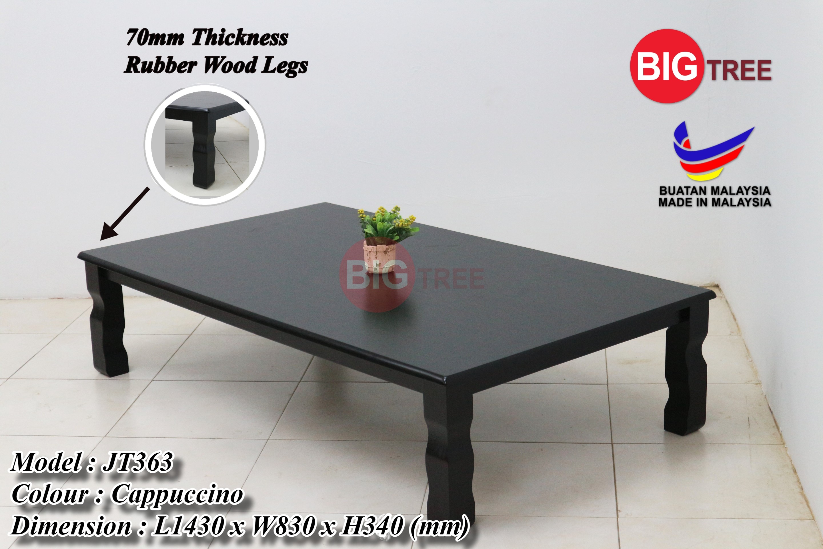 Big Tree Full Solid Rubber Wood Japanese Table / Full Solid Meja Jepun ...