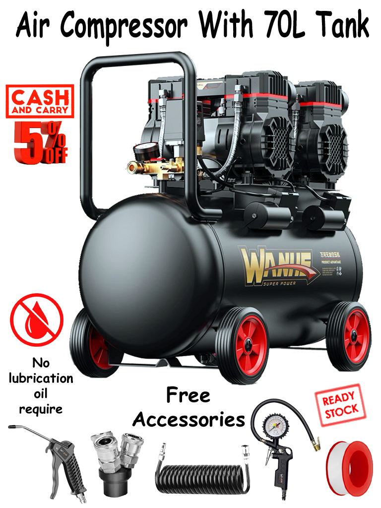 Air Compressor 70L, Oilless Air Compressor Oil Free Air Compressor Oil ...