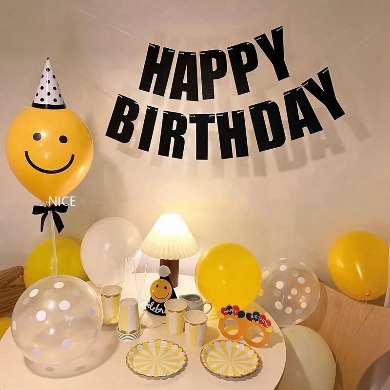 [Ready Stock]• BLACK HAPPY BIRTHDAY BANNER• ALPHABET LETTER BANNER ...