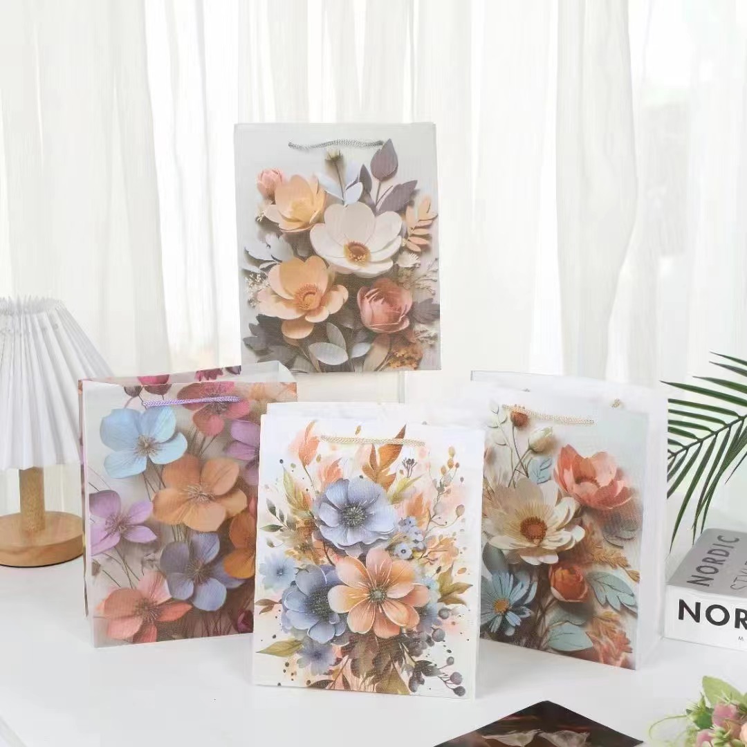 3D Oil Painting Pastel Floral Luxury Fancy Flower Goodies Gift Bag PP ...
