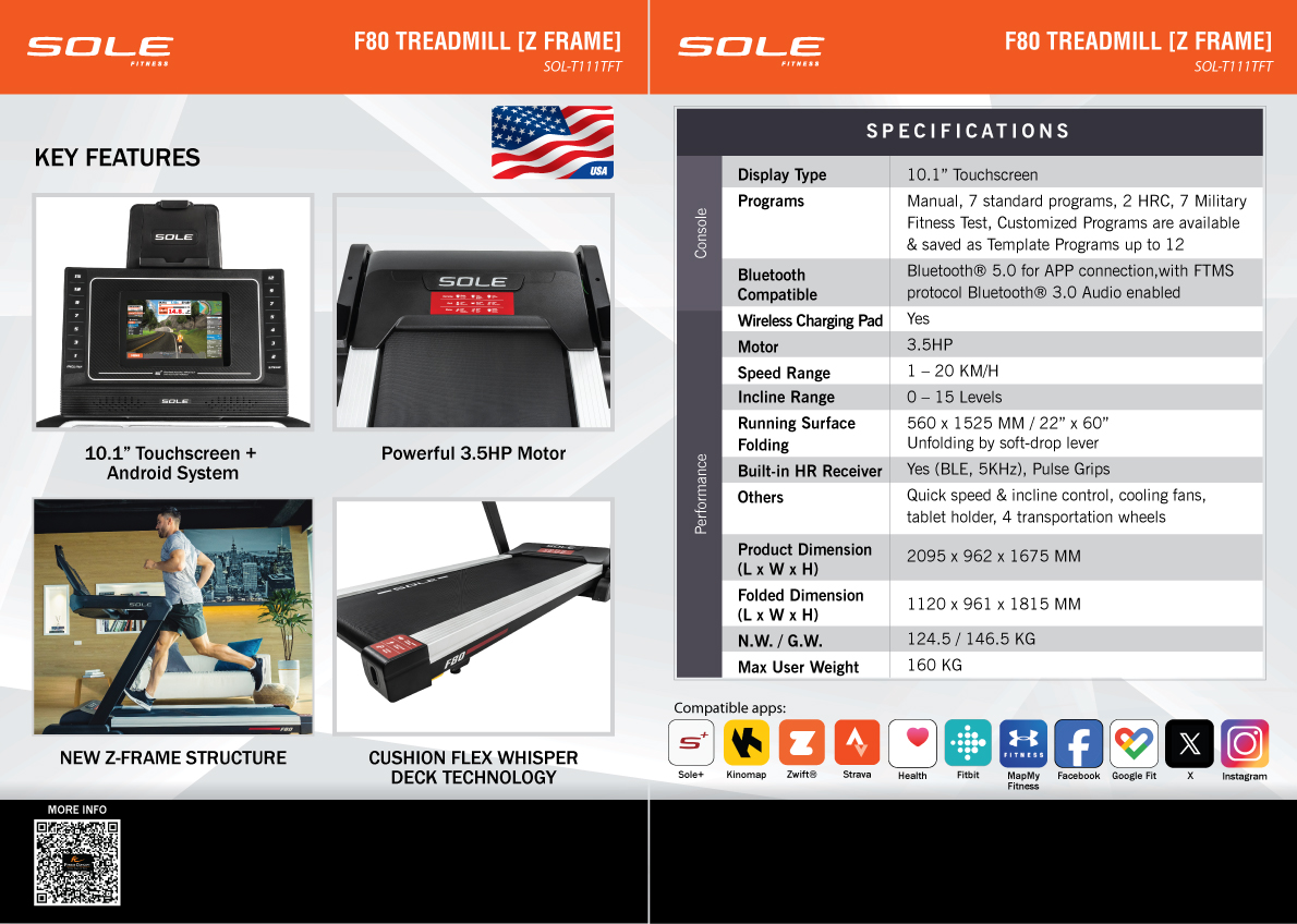 Fitness Concept : SOLE F80 Treadmill Z Frame | Shopee Malaysia