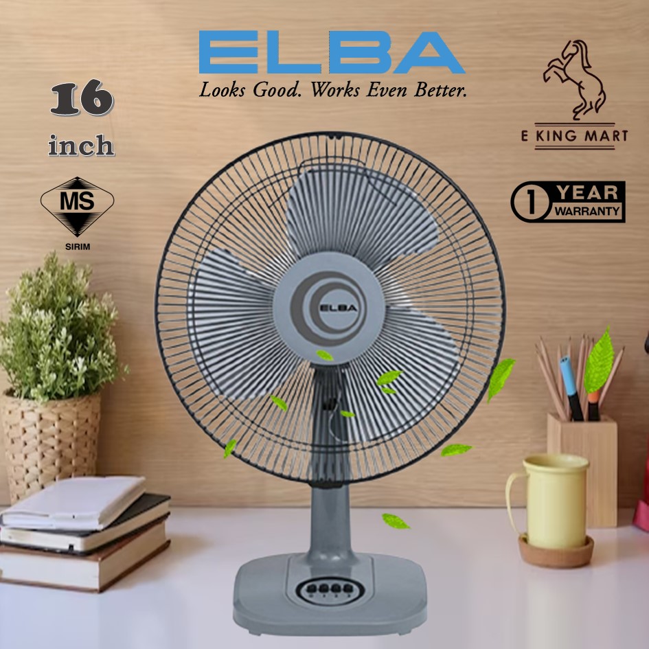 ELBA Table Fan 16" 16 Inch ETF-G1620(GR) 3 Speed Cooling Kipas Meja ...