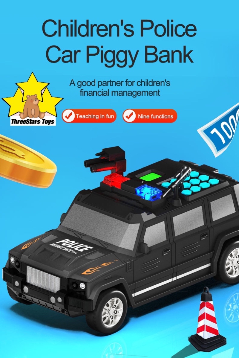Police Car ATM Money Saving Box Tabung ATM Machine Password,Fingerprint ...