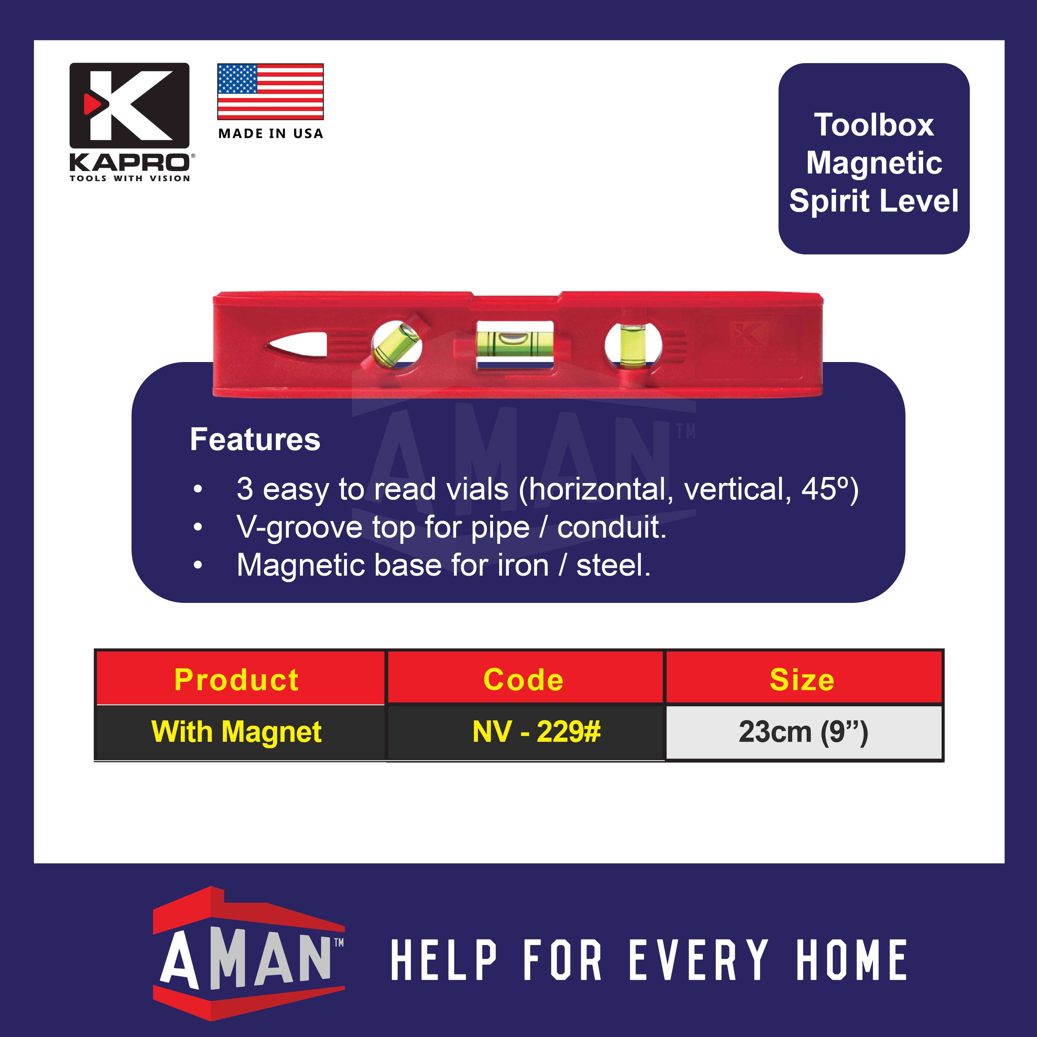 KAPRO Spirit Level Magnetic Toolbox Level Box Level Water Level Ruler ...