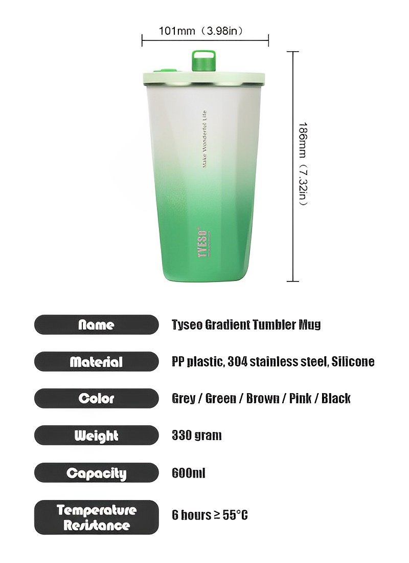Tyeso Gradient Coffee Mug 600ml With Retractable Straw 6x Free Gifts ...
