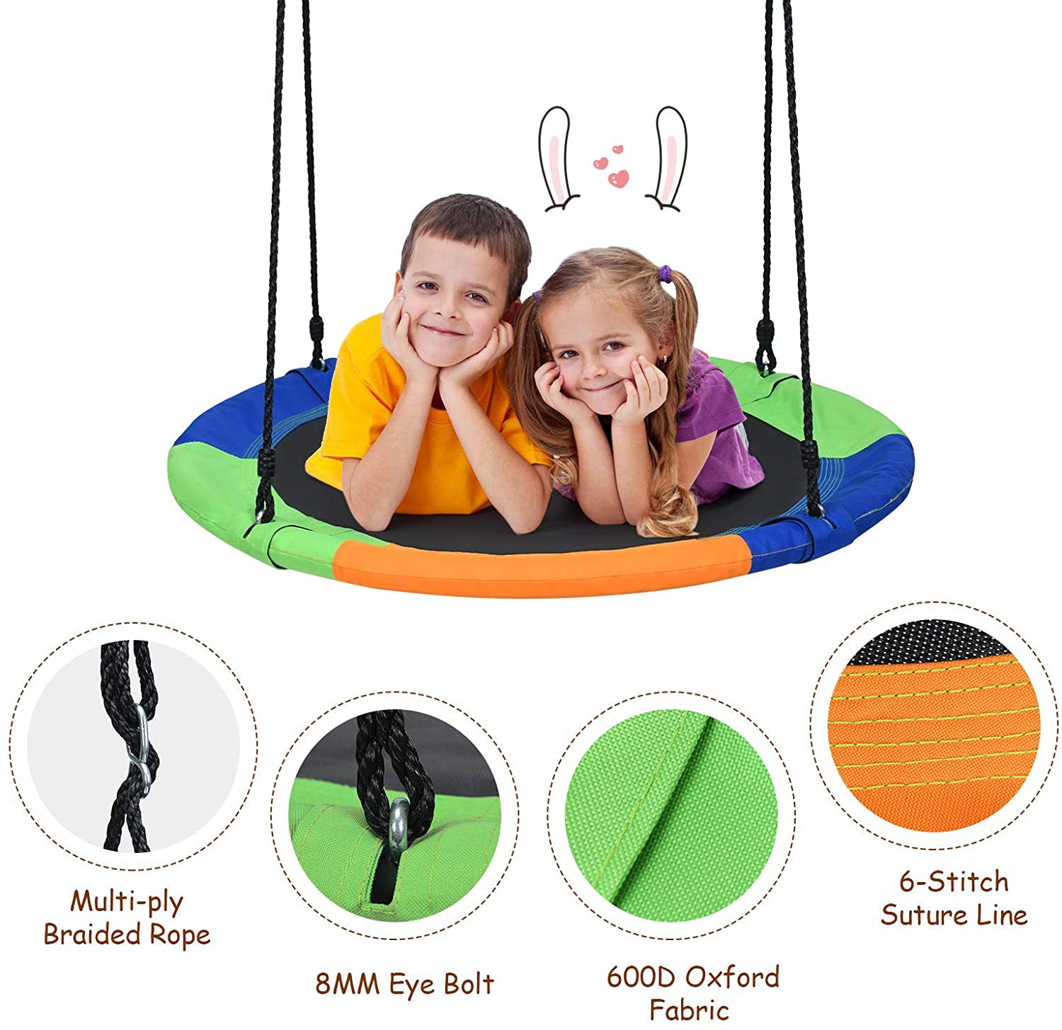Child Saucer Tree Swing 100cm Large Disc Oxford Cloth Kids Bird Nest ...