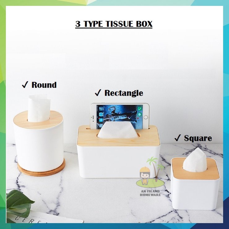 【HOMEWARE】Muji Style Tissue Box Wooden Lid Mobile Phone Hold Slot ...