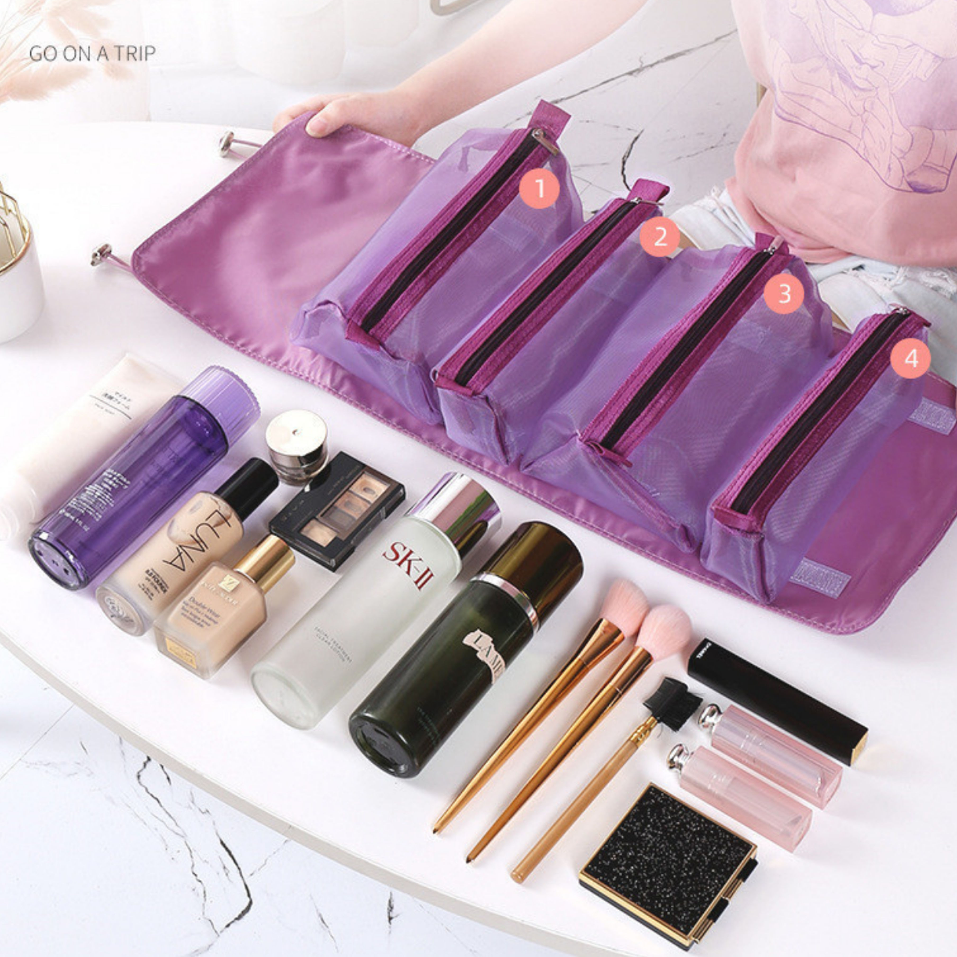 4in1 Makeup Bag Storage Pouch Travel Organizer Makeup Beg Makeup ...