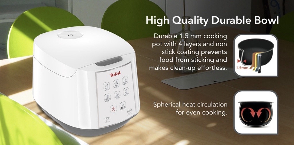 Tefal Fuzzy Logic Rice Cooker RK7321 1.8L 10 Cups RK732167 8 Function ...