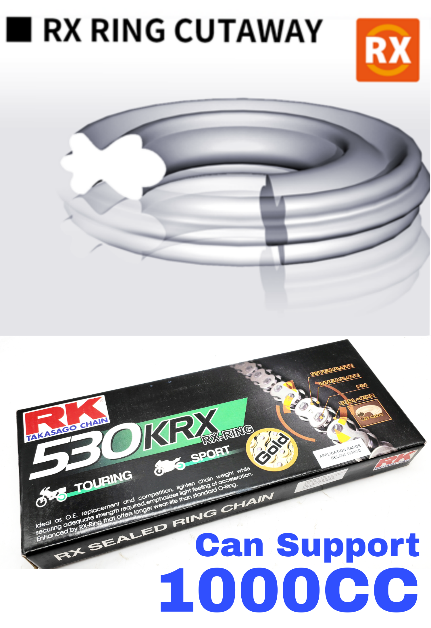 RK Gold Chain 530 X-ring Xring Rantai Emas GB KRX Universal ORIGINAL R1 ...