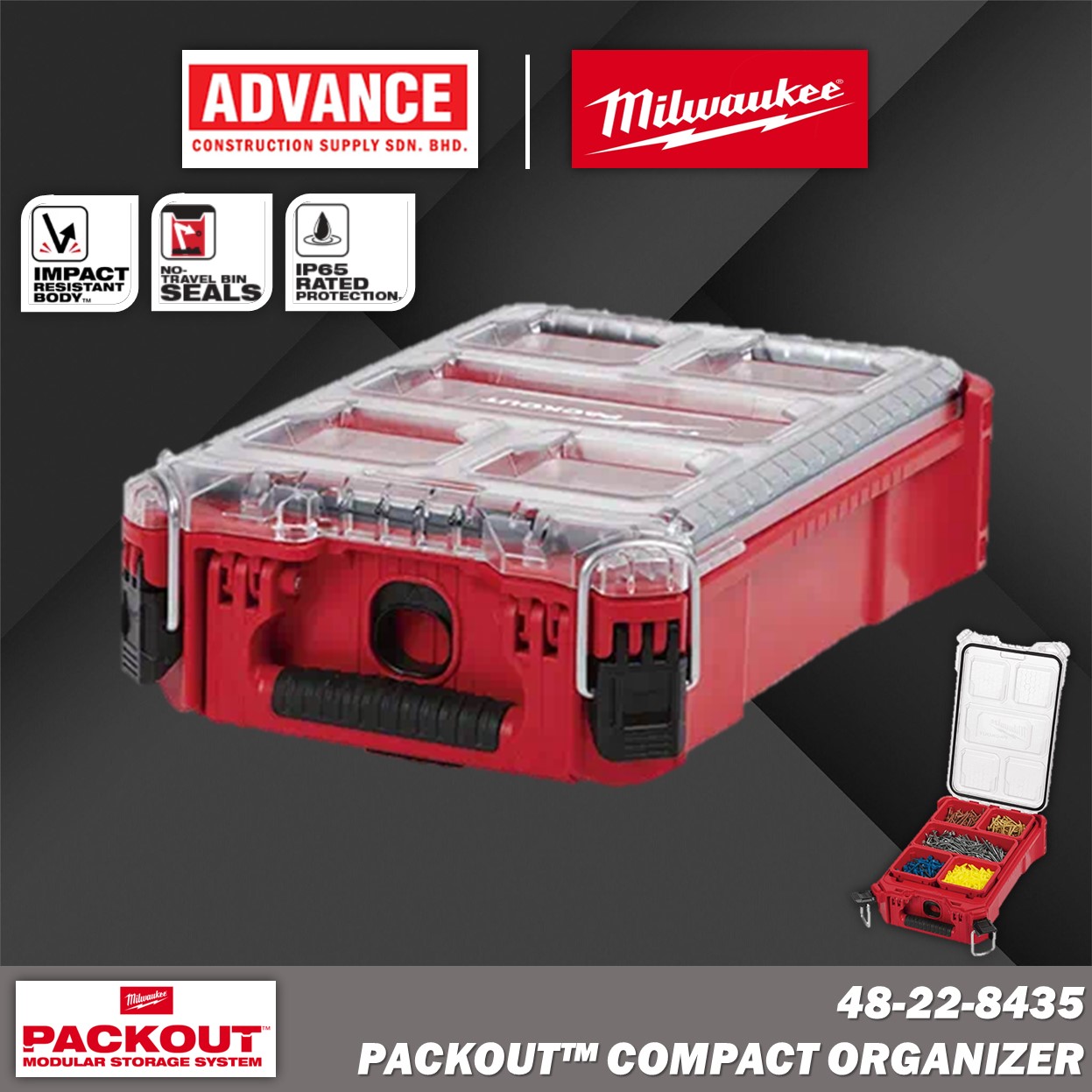 Milwaukee Packout Tool Box Storage Box - Model 48-22-8435/ 48-22-8430/ 48-22-8424/ 48-22-8424/ ...