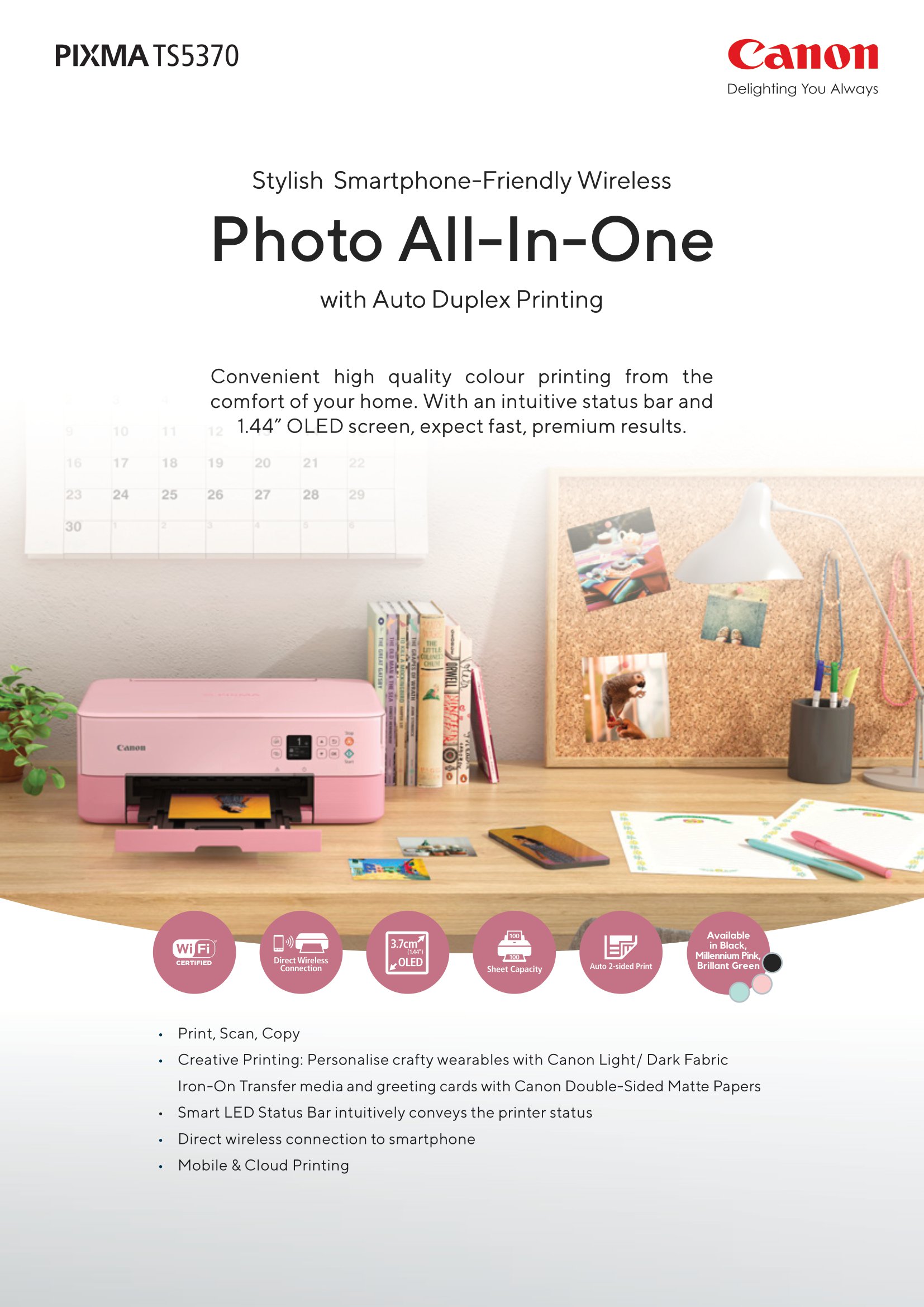 Canon PIXMA TS5370 / Canon PIXMA TS5370a Compact Wireless Photo All in ...