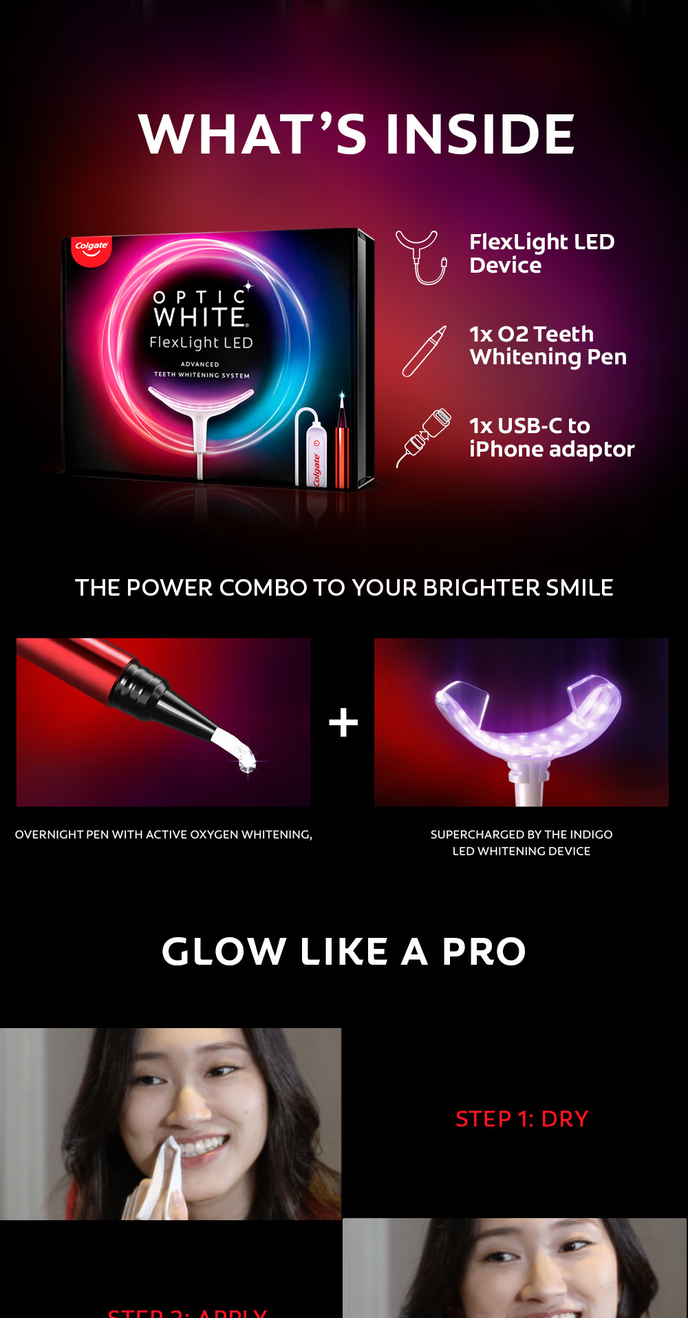 Colgate Optic White FlexLight LED Advanced Teeth Whitening System ...