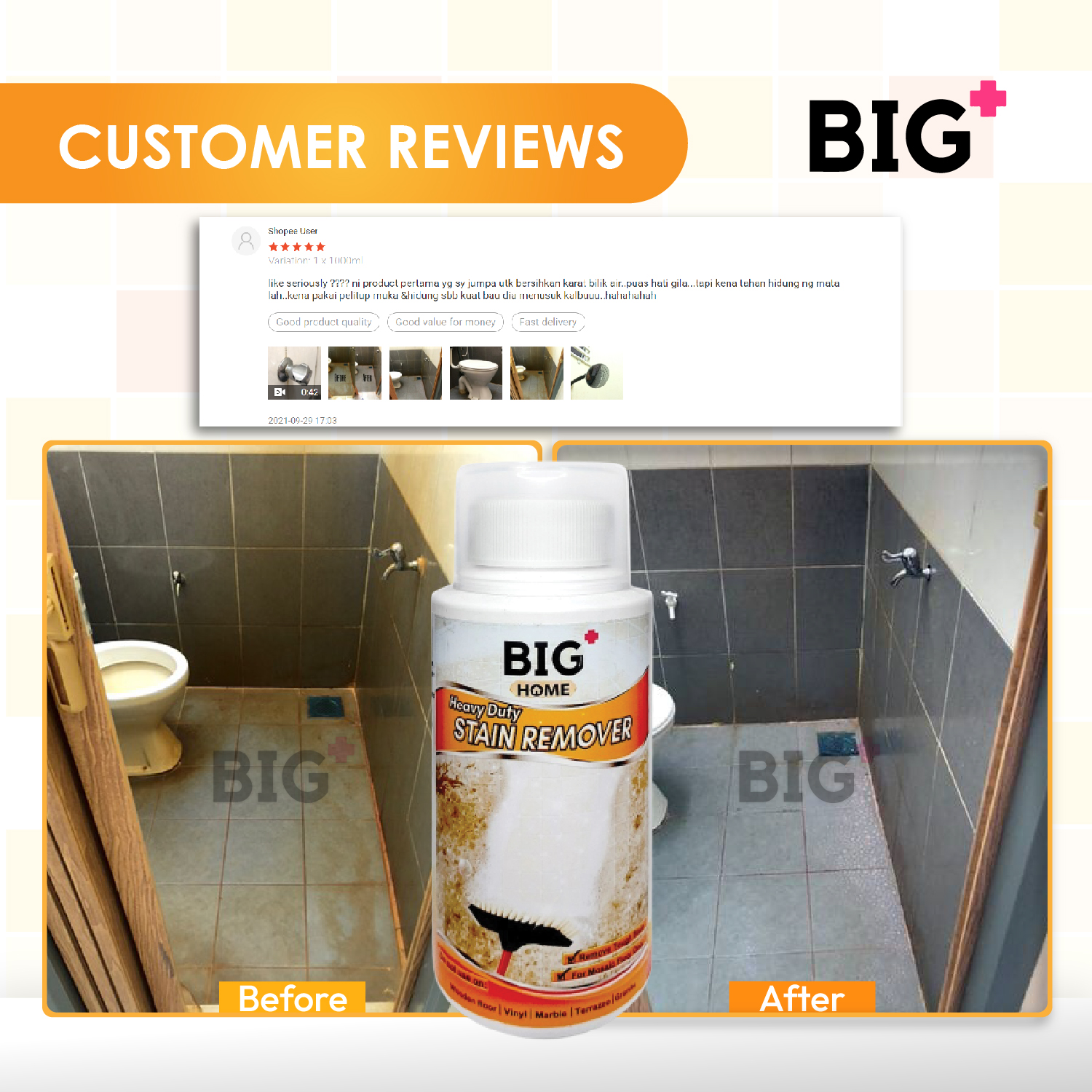 BIG+ Heavy Duty Stain Remover (200ml) A Toilet Bowl Bathroom Floor ...
