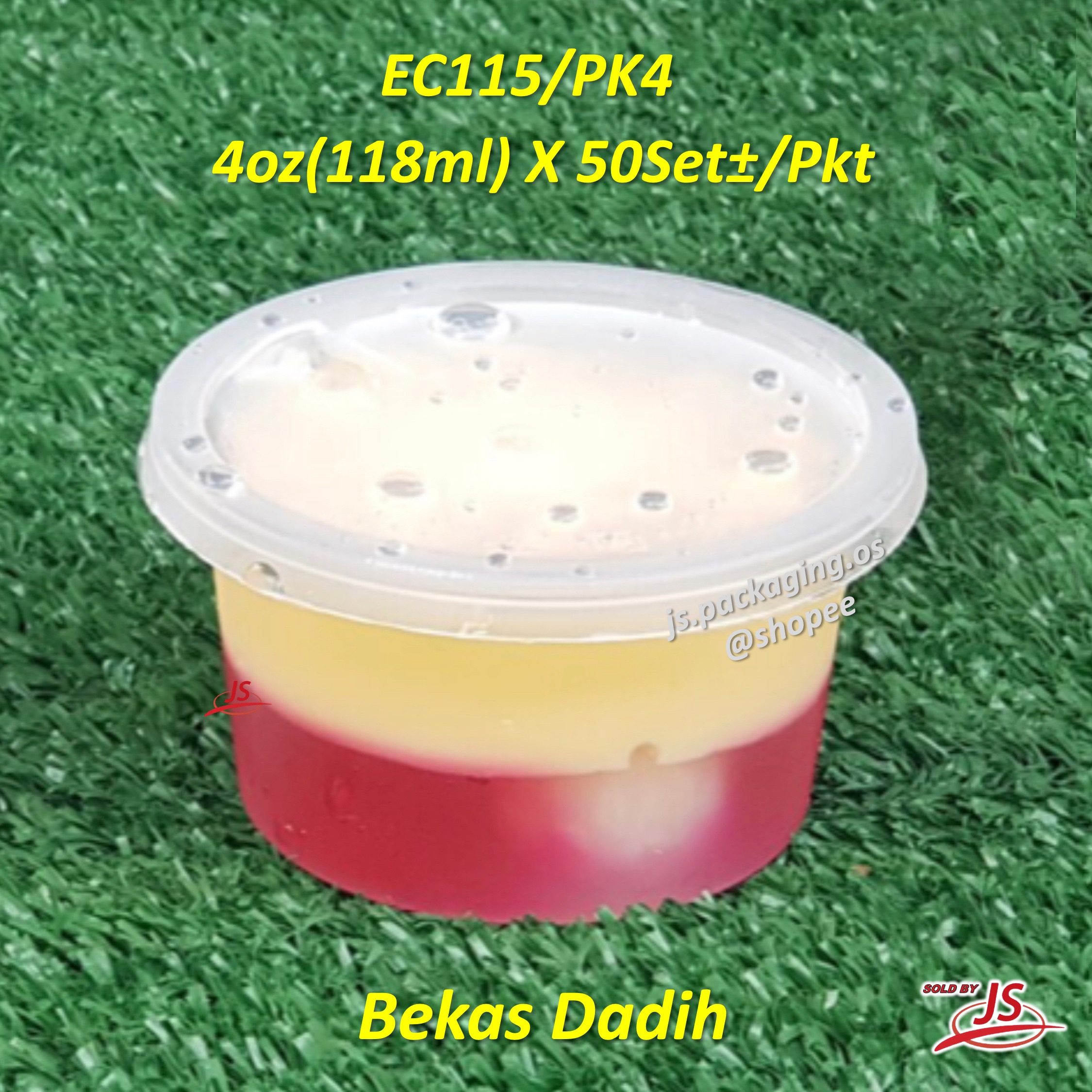 PP Round Plastic Container with lids 50Set Bekas Jeli Dadih 8oz/6oz/4oz ...