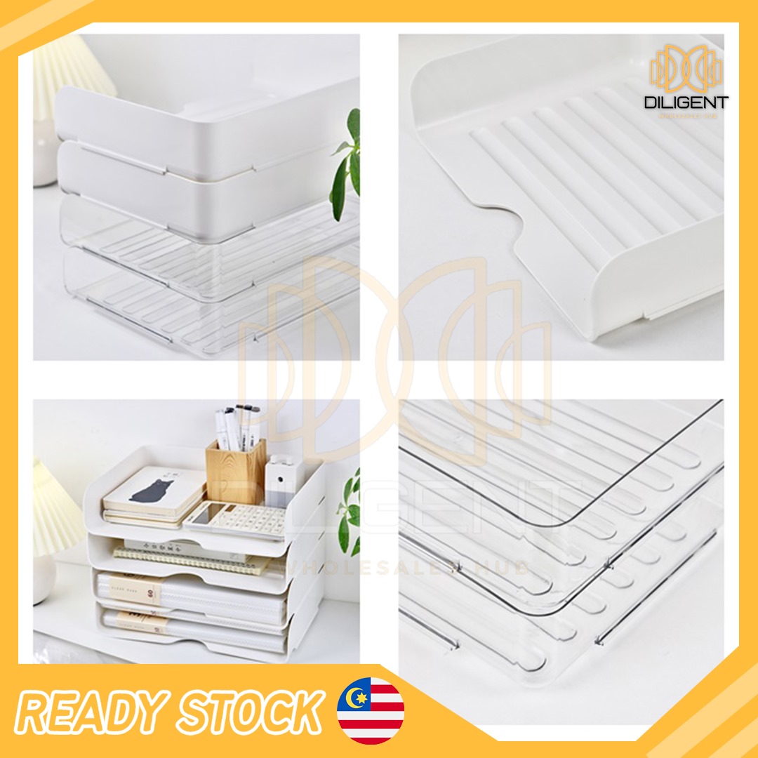 【D307】Rak Penyimpanan Dokumen Tasak Berdiri A4 Desktop Stackable A4 ...