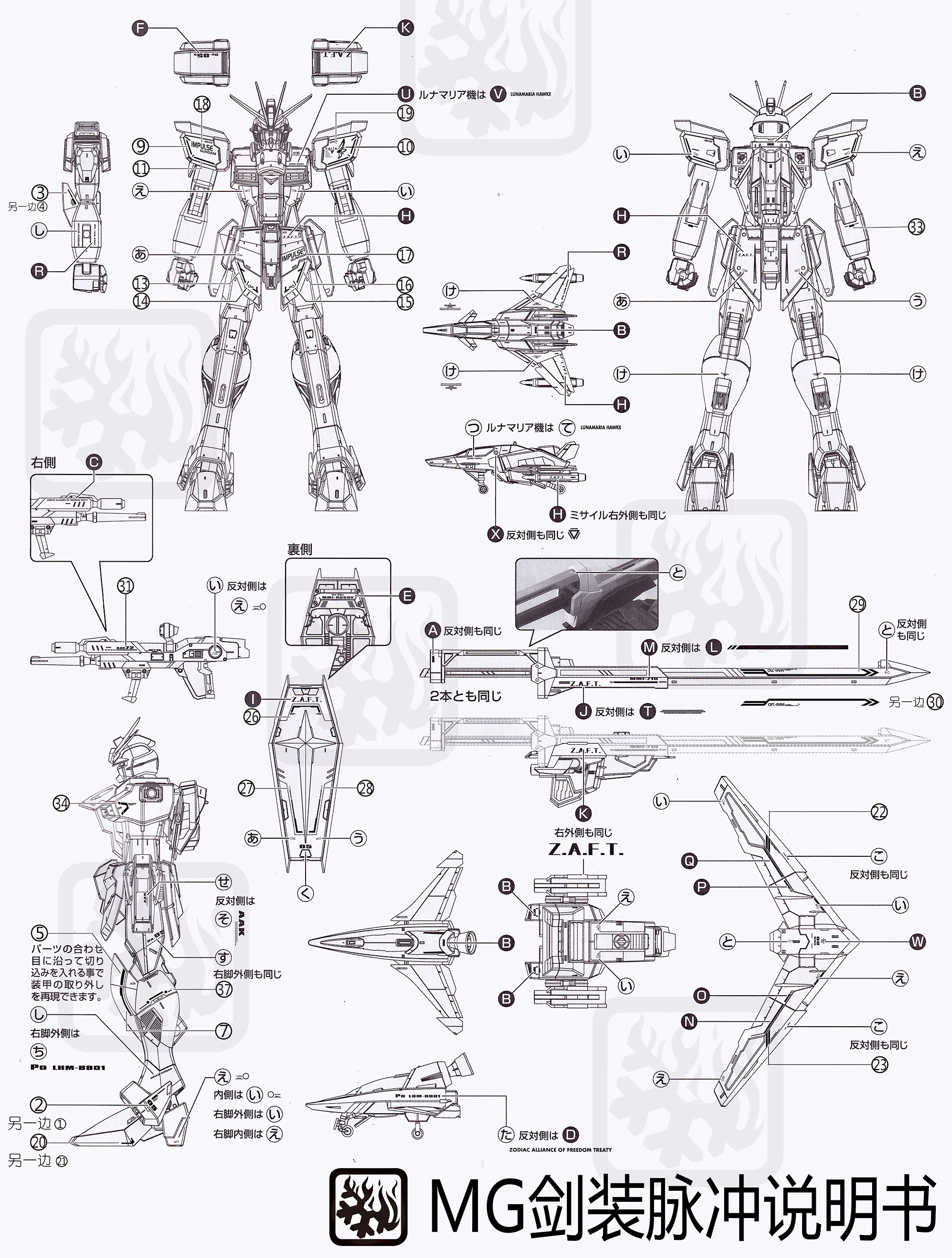 [SNOW FLAME] MG54 MG 1/100 SWORD IMPULSE WATER SLIDE DECAL ...