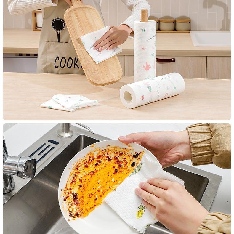 50pcs Tisu Dapur Towels Washable & Reusable Lazy Cloth Disposable ...
