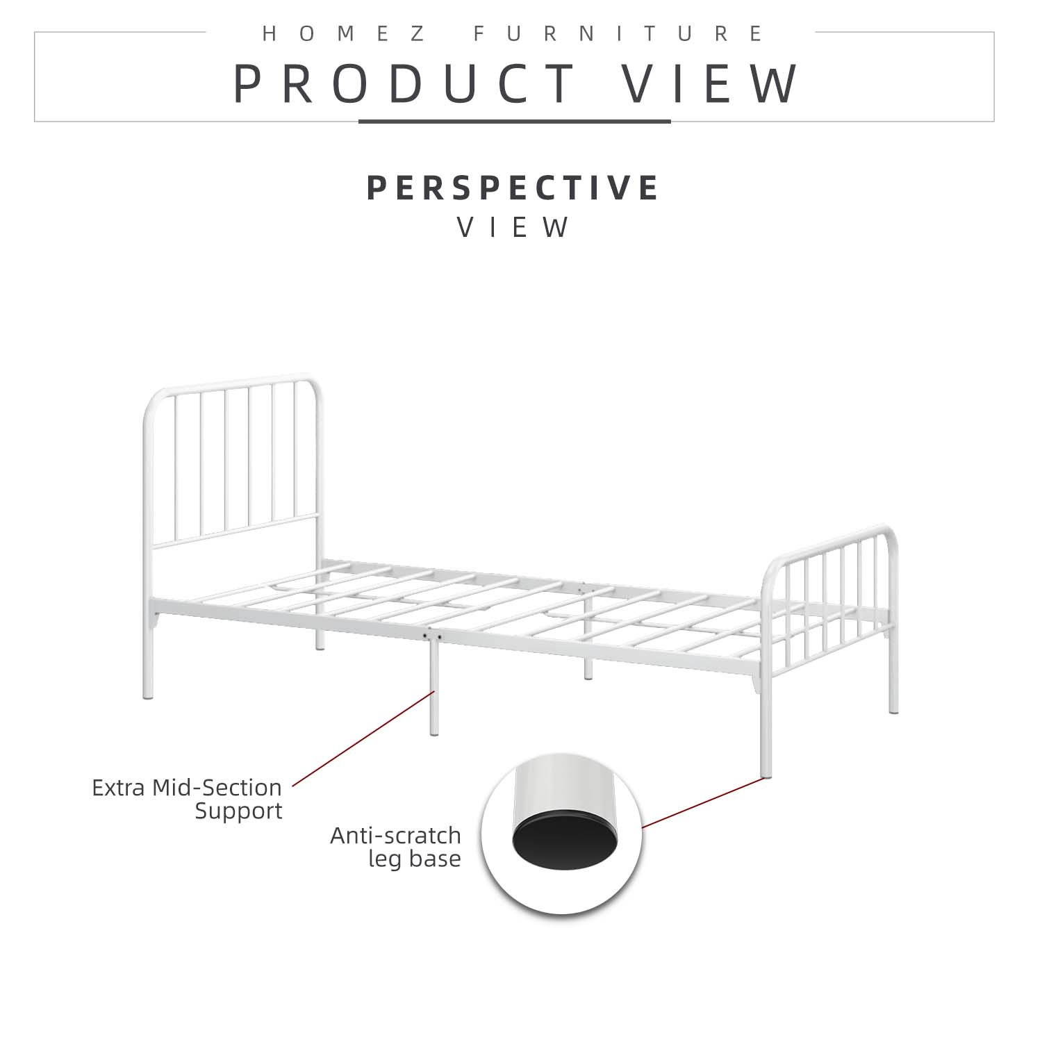 [FREE Shipping] Homez 3V Powder Coated Metal Bed Frame Single Size ...