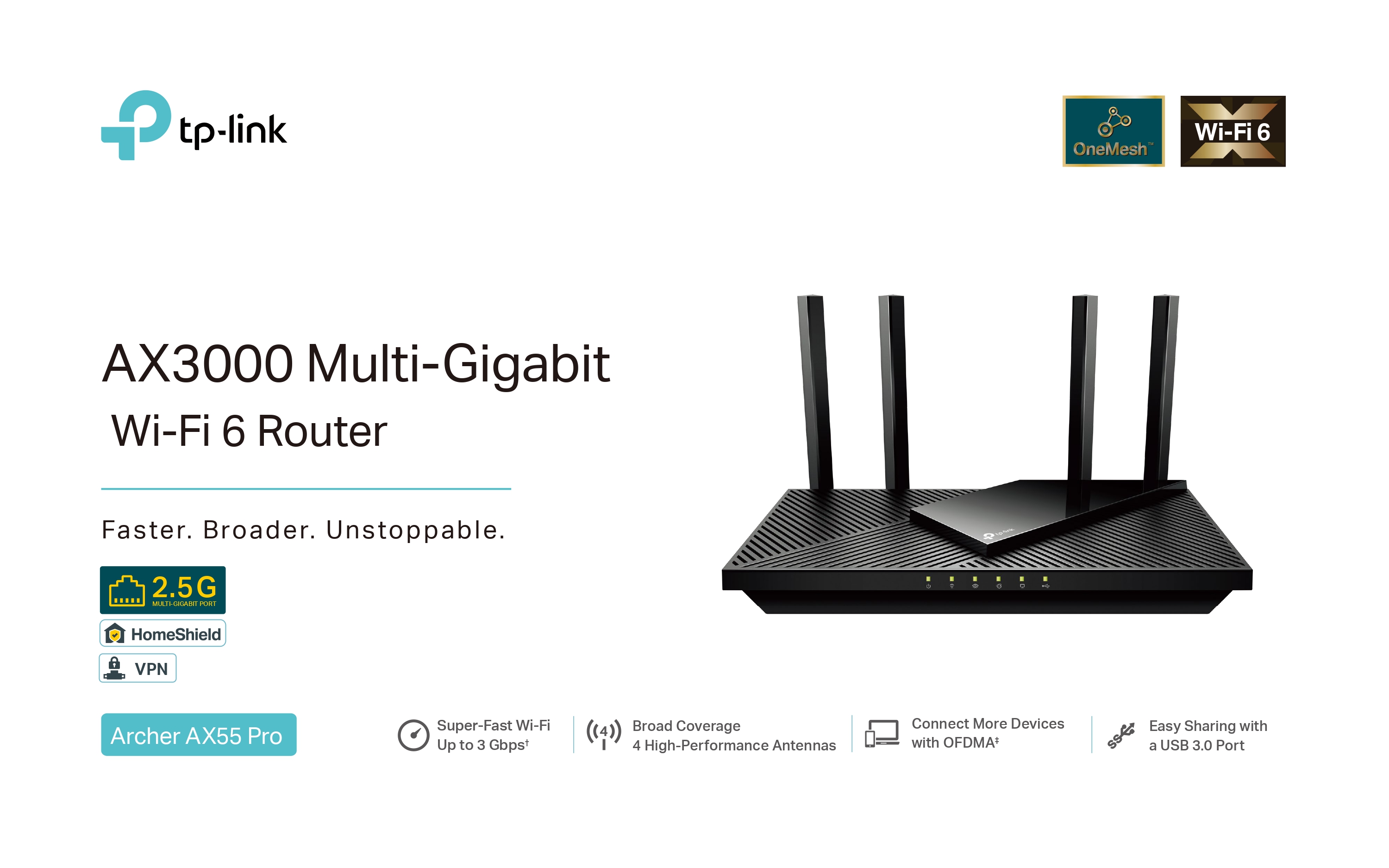 TP-LINK ARCHER AX55 / ARCHER AX55 PRO (2.5G PORT) AX3000 DUAL BAND ...