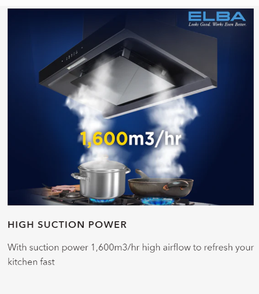 ELBA DESIGNER HOOD EH-N9638ST(SS) + ELBA BUILT-IN HOB EGH-K8842G(BK ...