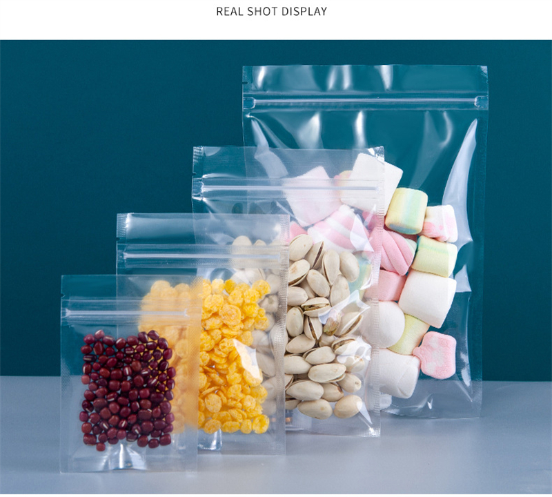 (50pcs) Transparent Zip lock Bag/Zipper Non standing plastic bag/Zip ...