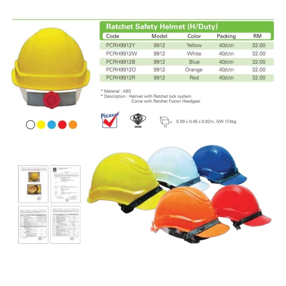 PICASAF RATCHET SAFETY HELMET HEAVY DUTY HELMET TOPI KESELAMATAN Model ...