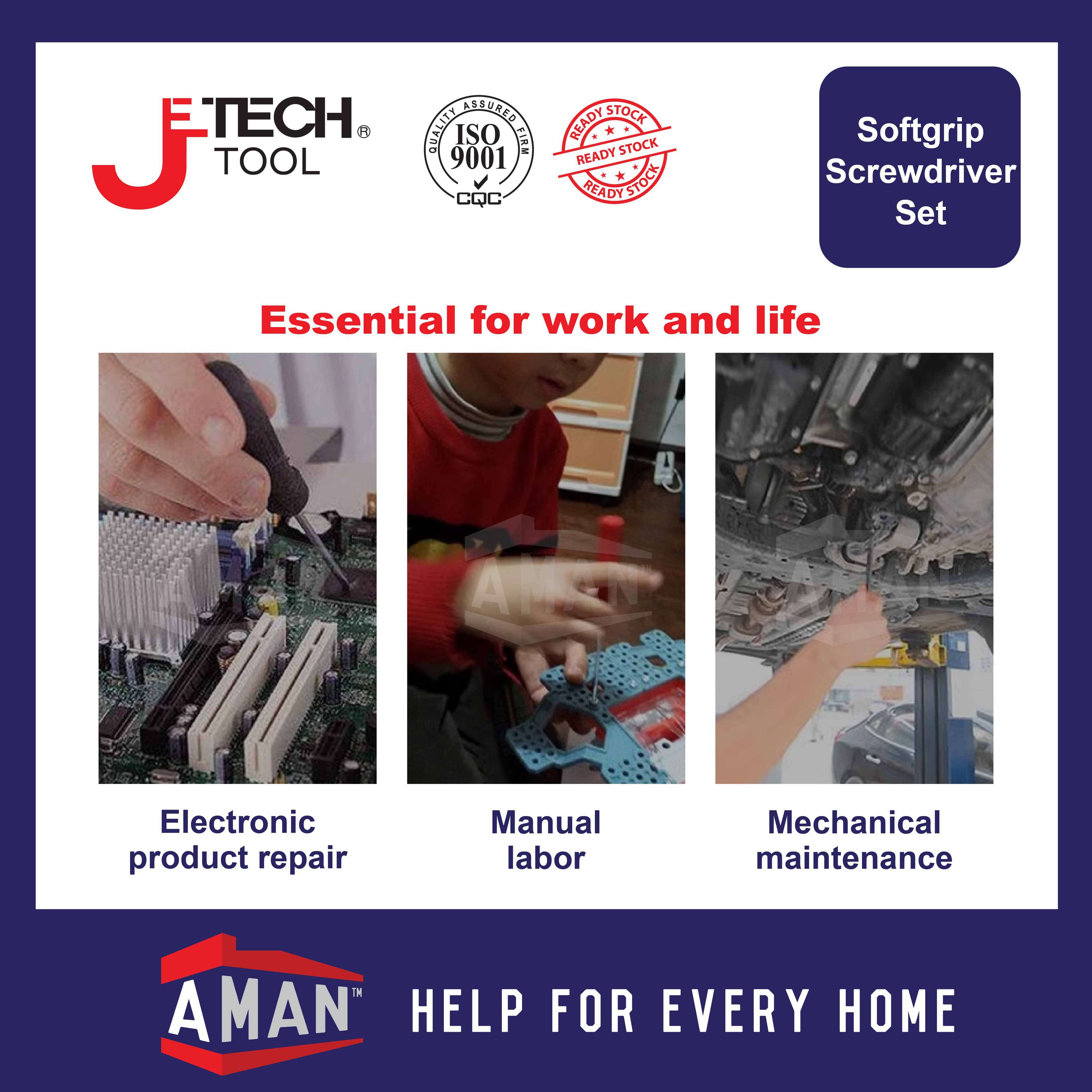 JETECH 6pcs Magnetic Screwdriver Set Ergonomic Softgrip Handle Philip ...