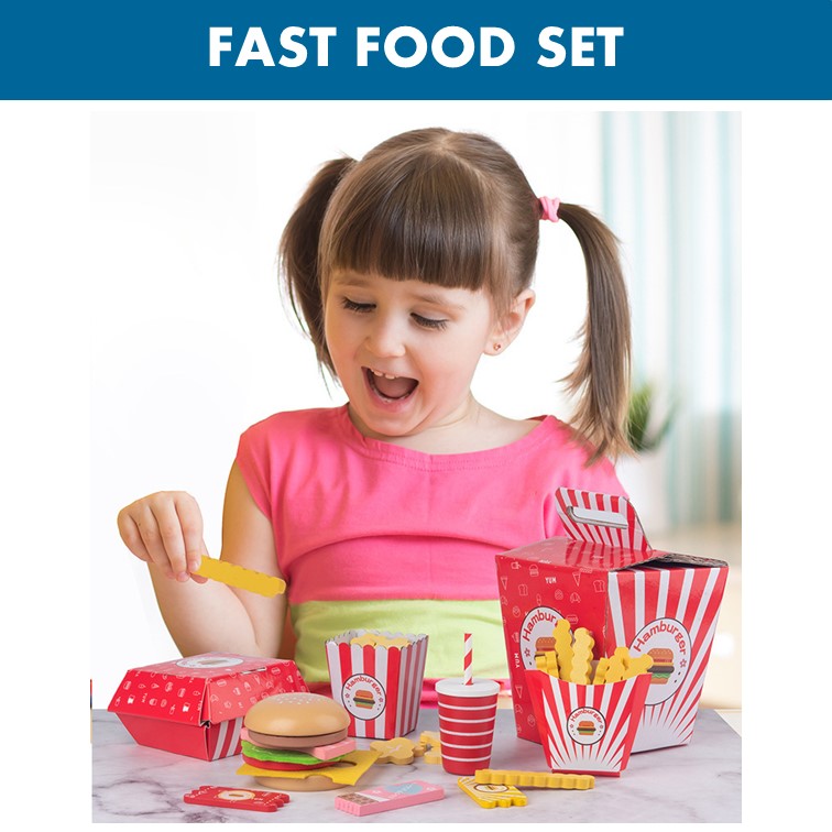 Fast Food Toy Set Pizza Burger Sandwich Food Role Play Toys Pretend ...