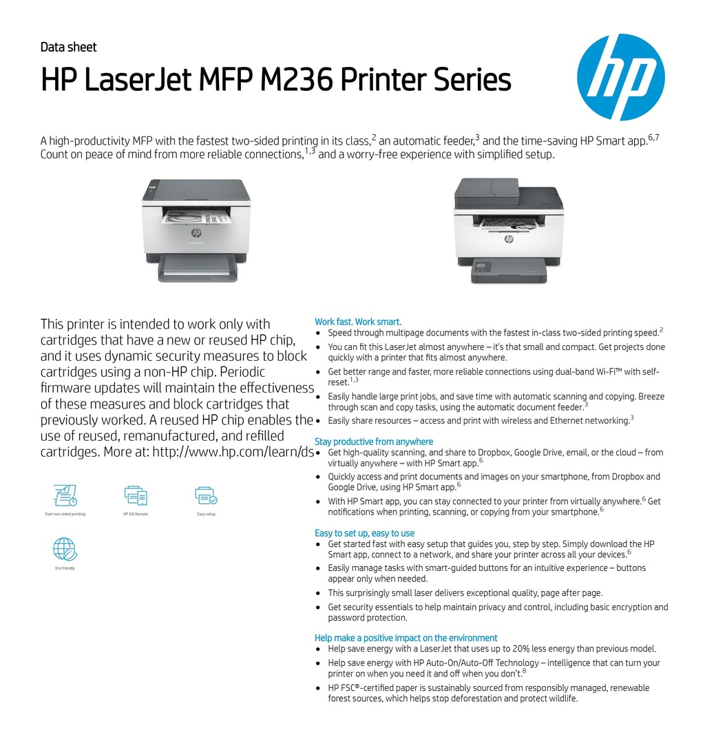 HP LaserJet MFP M236dw Laser Printer / HP LaserJet MFP M236sdw Wireless ...