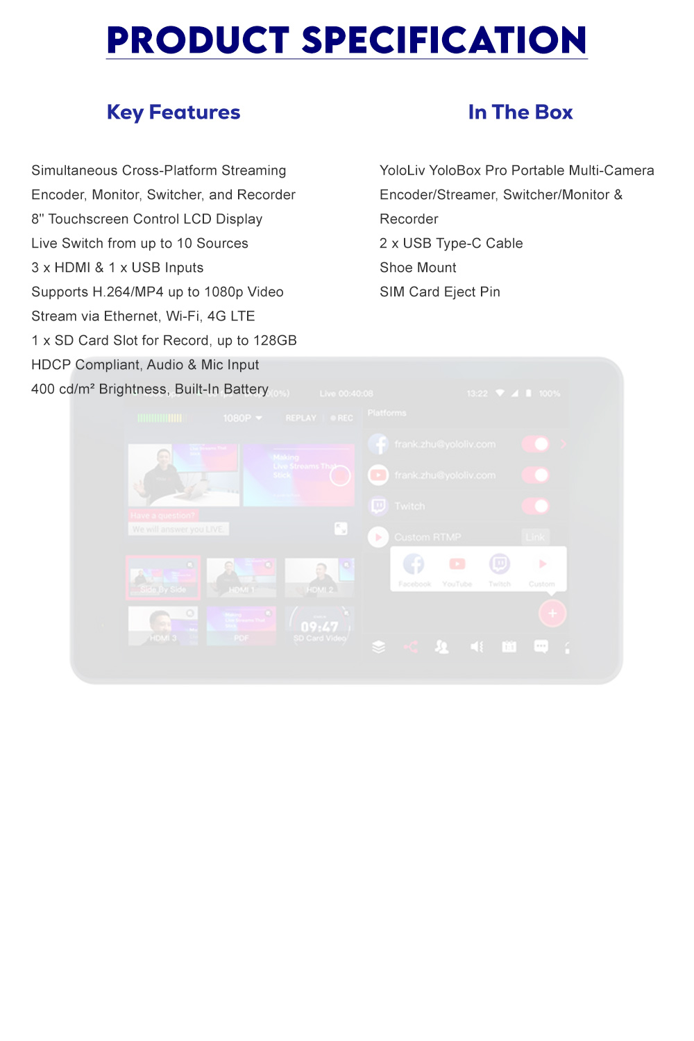 YoloLiv YoloBox Pro Portable Multi-Camera Encoder/Streamer, Switcher ...