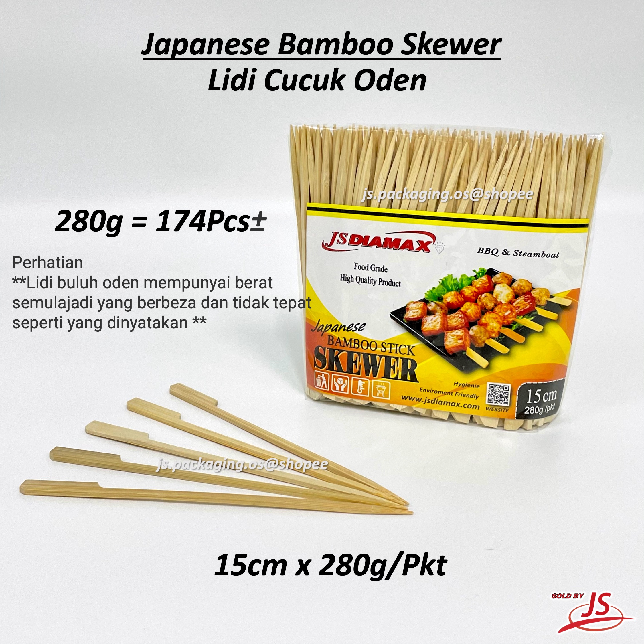 15cm/18cm/20cm/25cm Lidi Cucuk Oden Fruit Bamboo Stick Skewer Sausage ...
