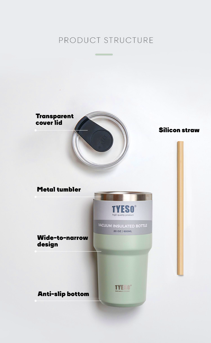 Tyeso Tumbler Upgrade Version With Free Gift 600ml/900ml Stainless ...