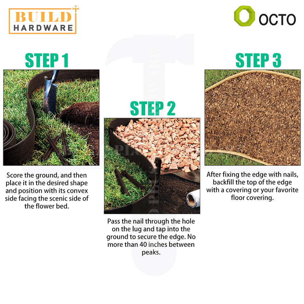 OCTO 150mm×10m×3mm Garden Edge Lawn UV Resistant Stabilised Tough ...