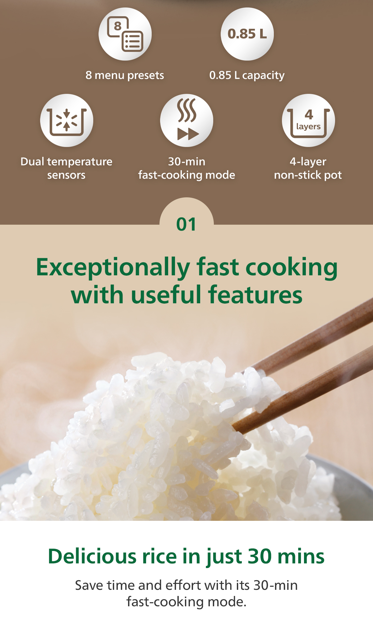 [ FREE SHIPPING ] Philips 3000 Series Digital Mini Rice Cooker (0.85L ...