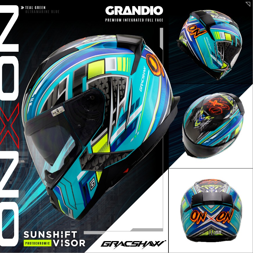 (Full Face Helmet) Gracshaw Grandio G9200 On X On Series Double Visor ...