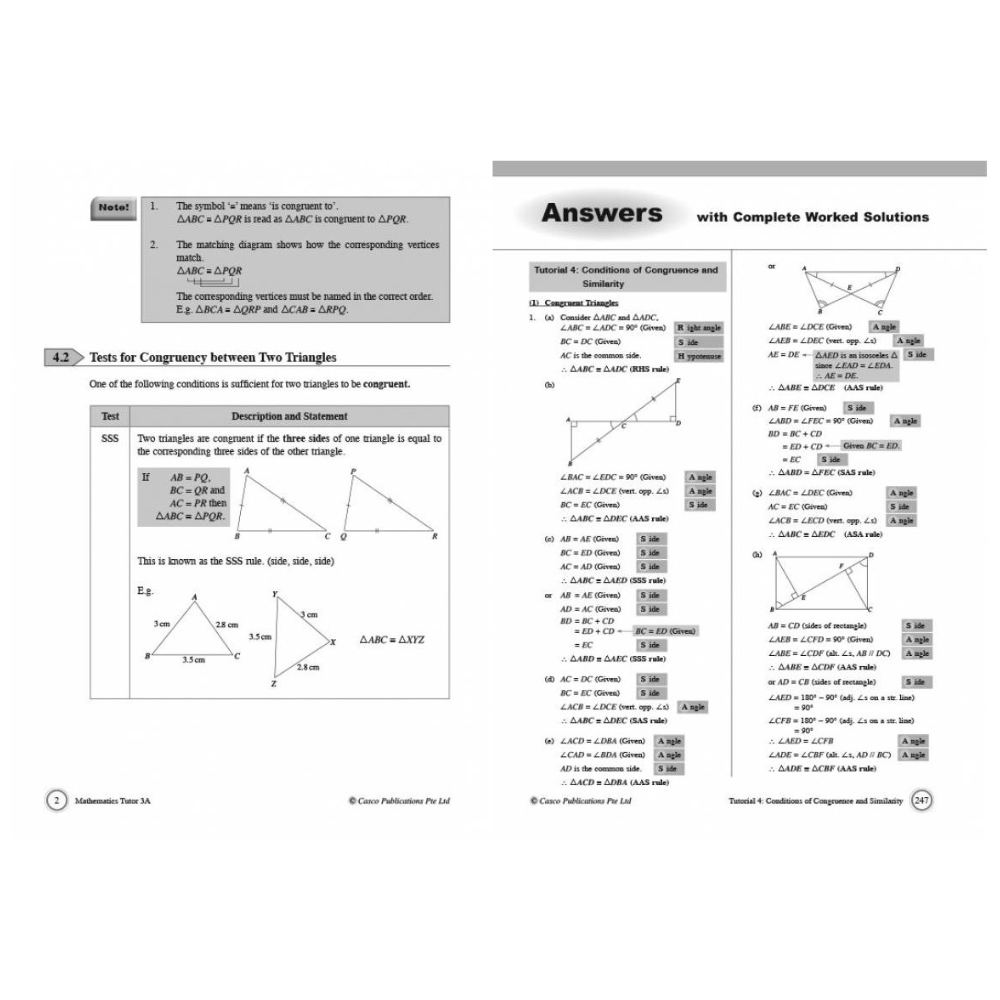 CASCO Secondary Mathematics Tutor 3A Vol.1/Vol.2 Revised Edition ...