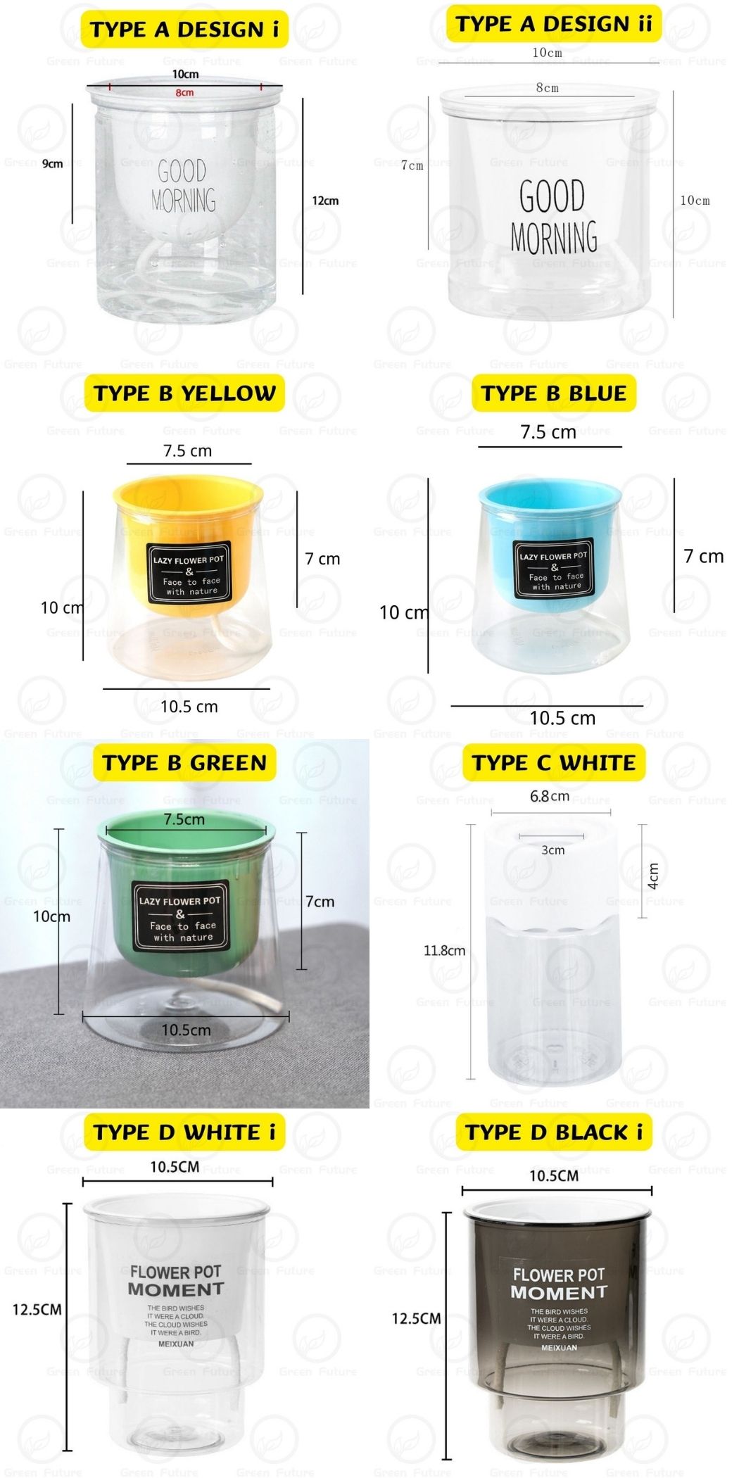 小花盆 懒人自动吸水 Self Watering Pot Flower Pot Pasu Bunga High Transparent 懒人 ...