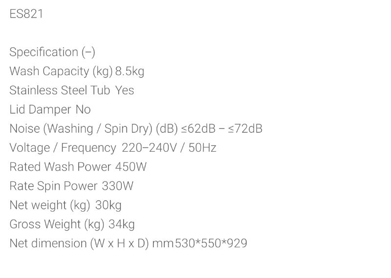SHARP Washing Machine Fully Auto ES721-7.5KG/ES821-8KG/ES921-9.5KG RM62 ...