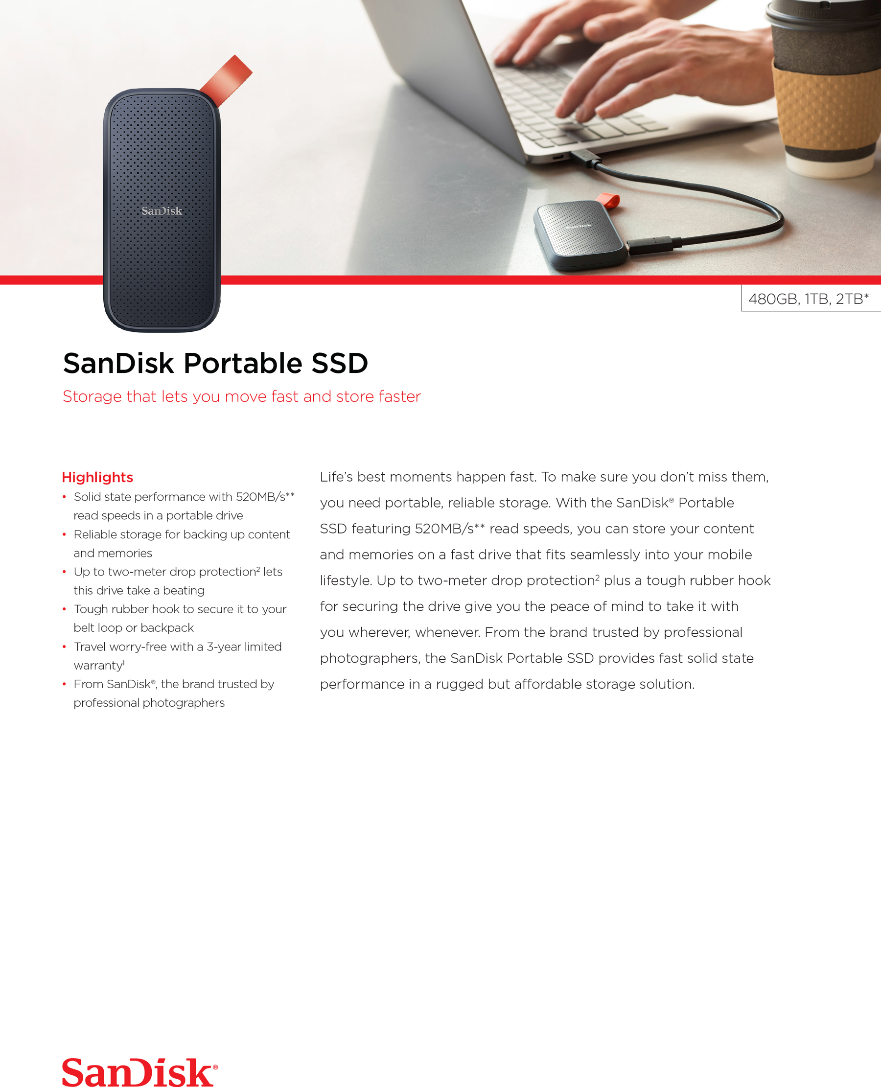 Sandisk Portable SSD E30 USB 3.2 480GB / 1TB / 2TB | Shopee Malaysia