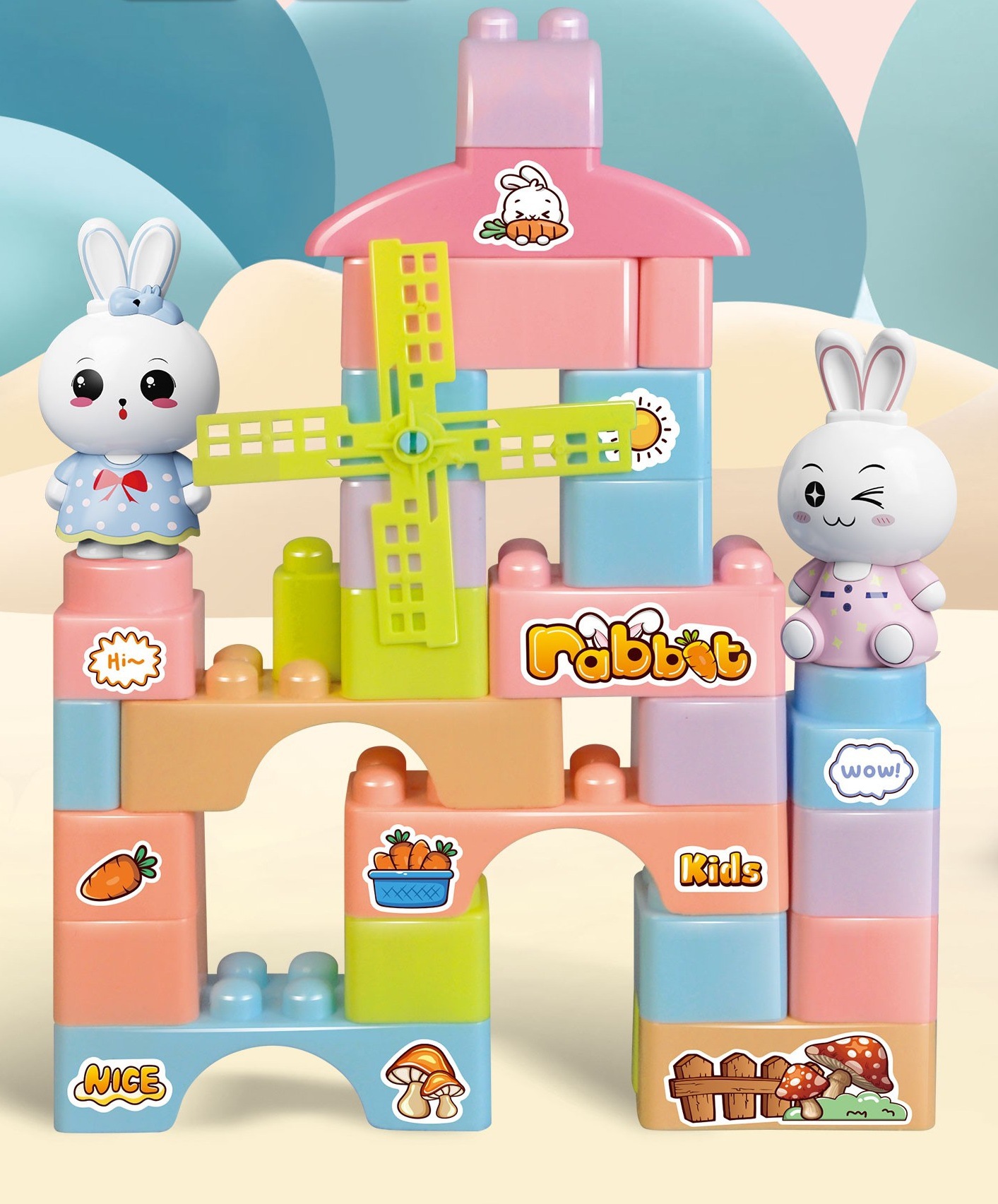 Wenbo [Toy] Cute Bunny Building Blocks Plastic Architecture Creative ...