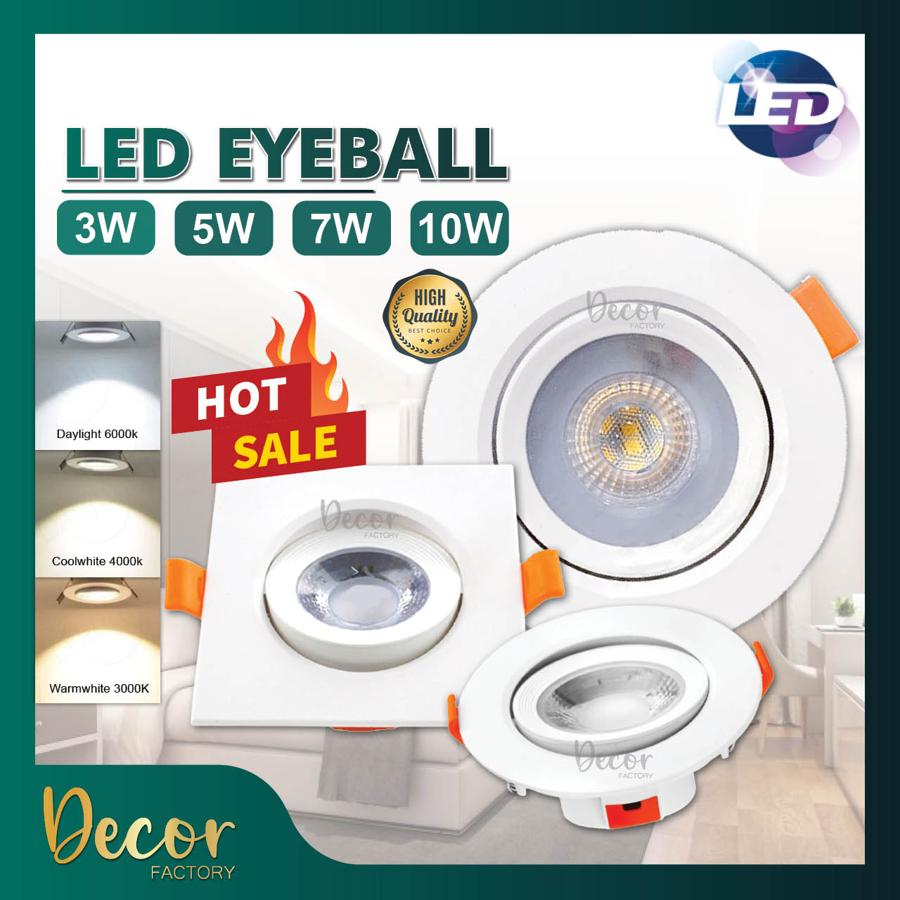 [2 Years Warranty] 3W 5W 7W 10W LED Eye ball LED Recessed Eyeball ...
