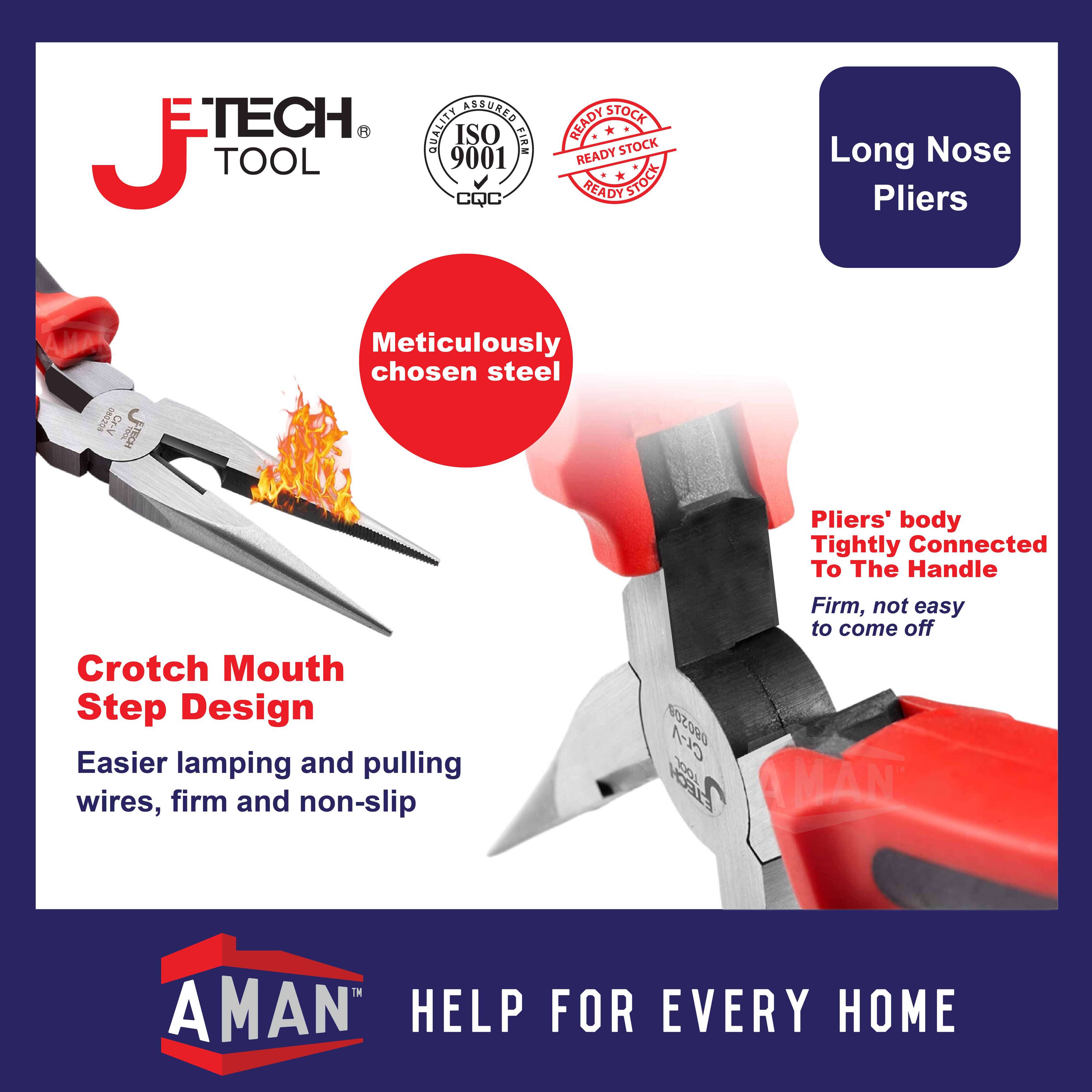 JETECH Long Nose Plier Cutter Heavy Duty Carbon Steel Hand Tools Hand ...