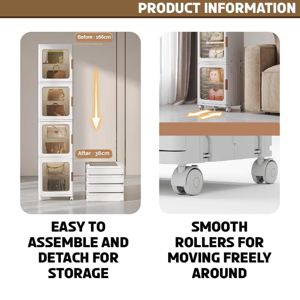 [1-4 Tiers] Borong365 Stackable Storage Box Rack Organizer Wheel Kotak ...