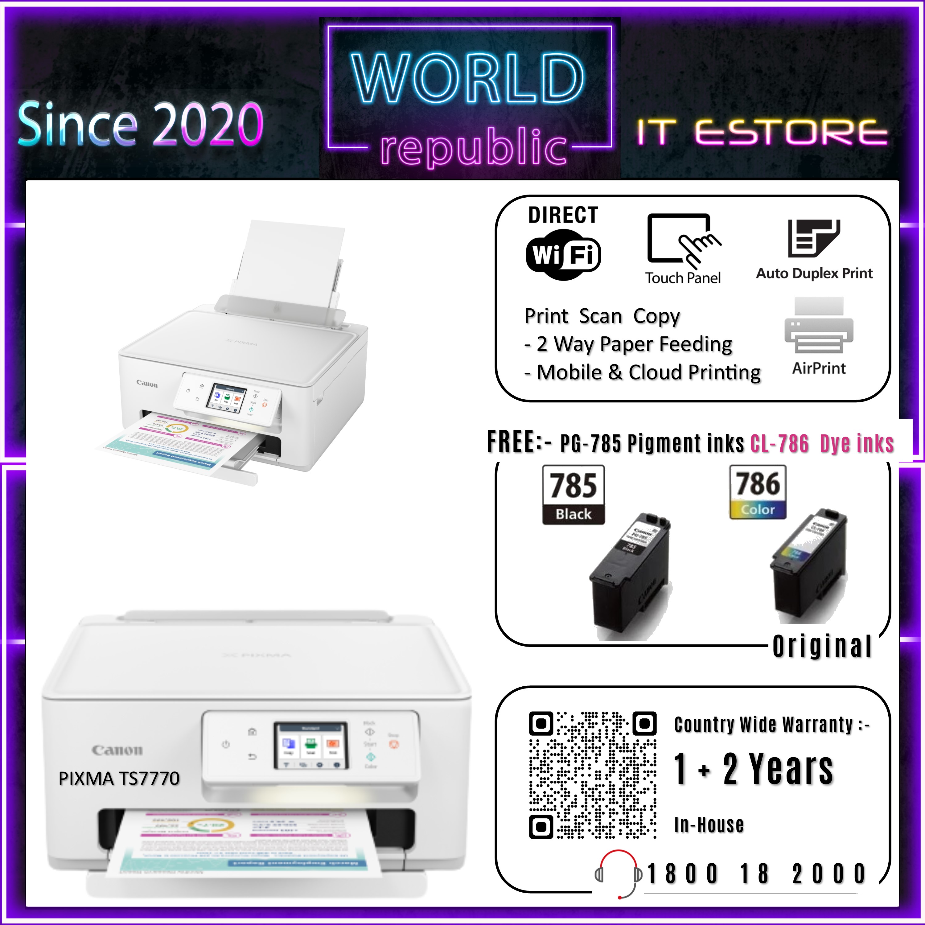 Canon PIXMA Wireless Photo Printer TS7770 TS7770a - Print Scan Copy ...