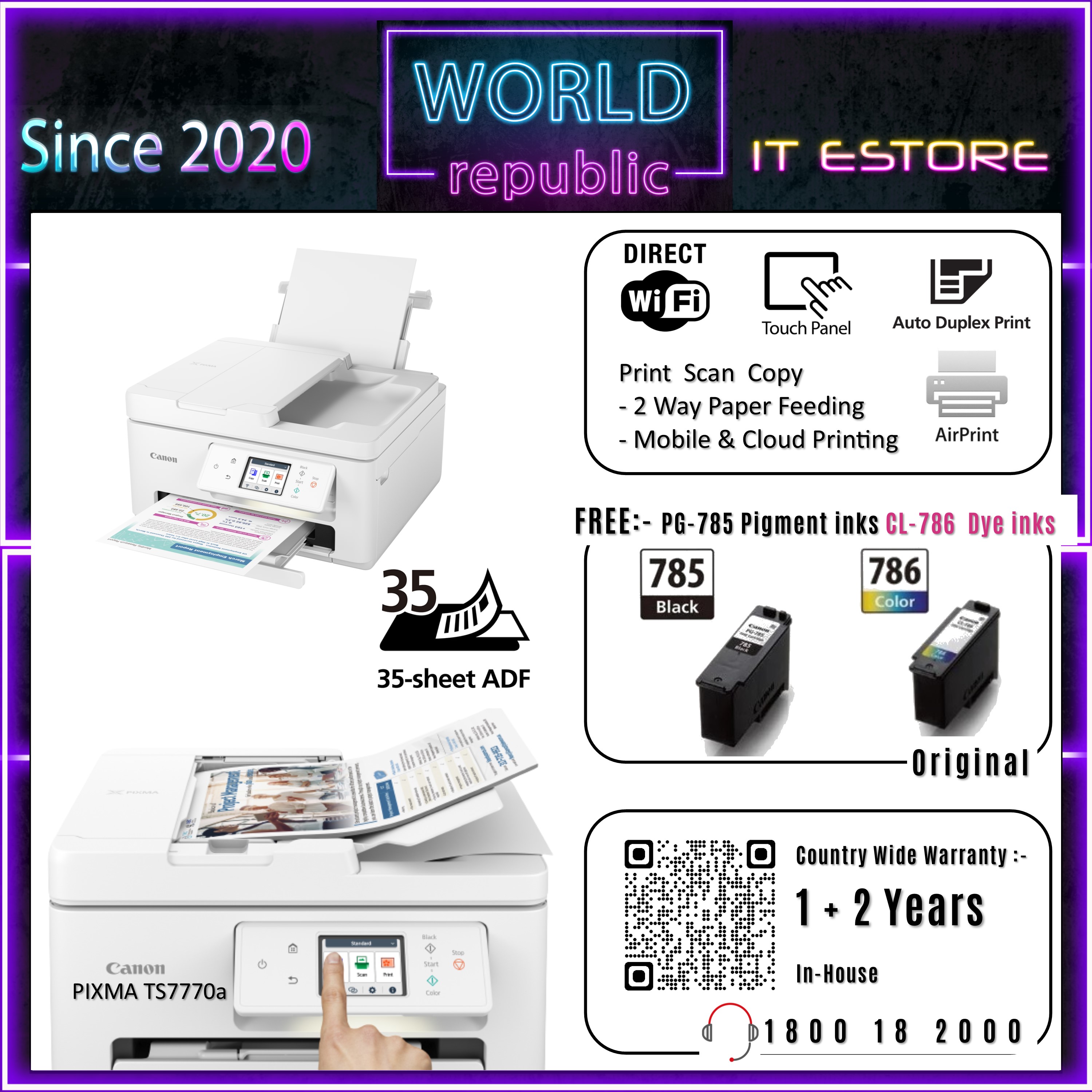 Canon PIXMA Wireless Photo Printer TS7770 TS7770a - Print Scan Copy ...