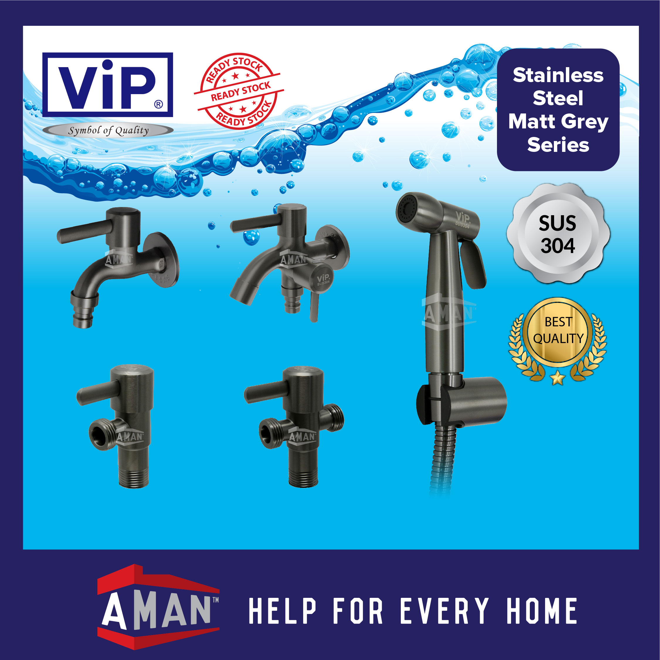 ViP SUS-304 Stainless Steel Matt Grey Hand Bidet Spray With Flexible ...