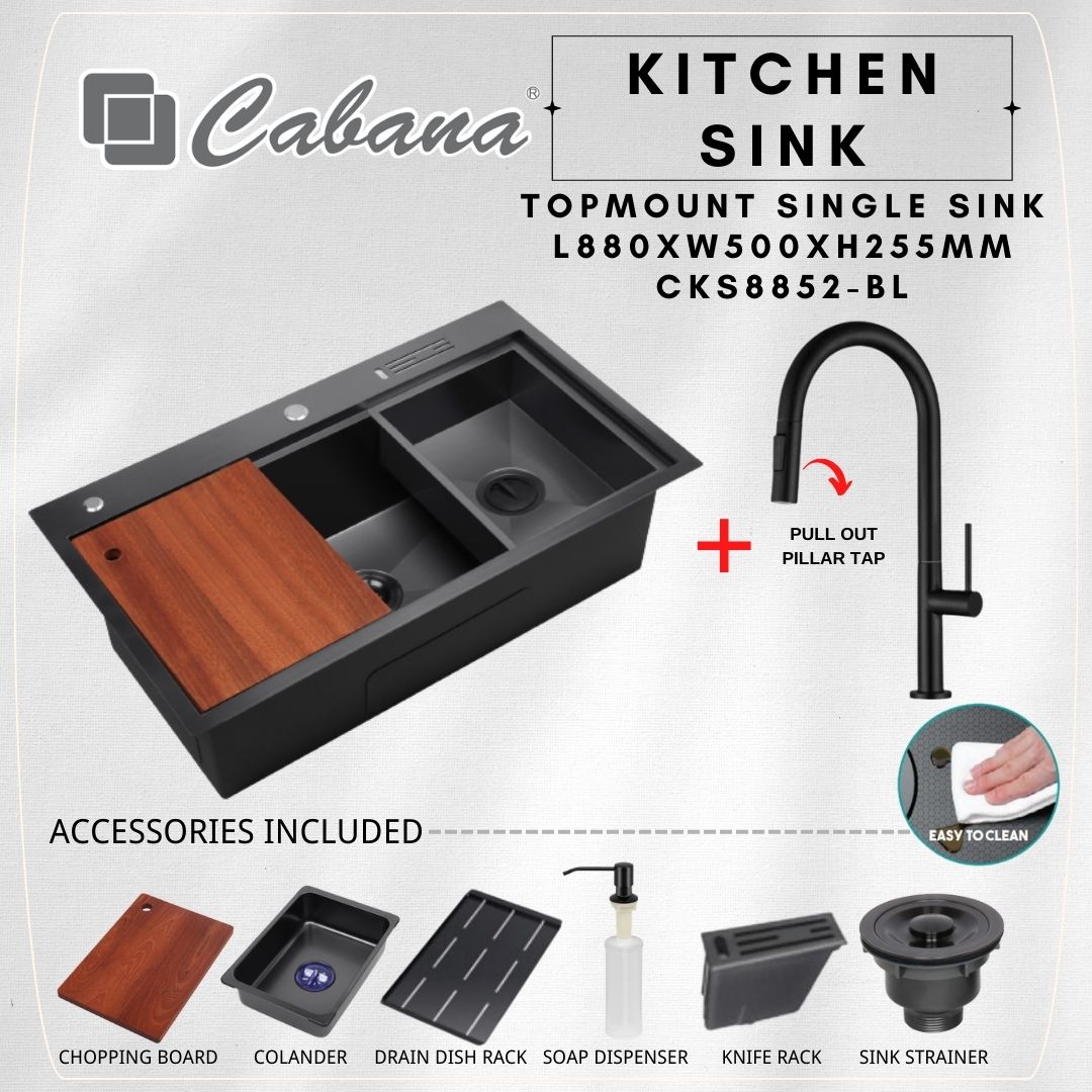 CABANA Multifunctional Top mount Kitchen Sink 750x470 Stainless Steel ...